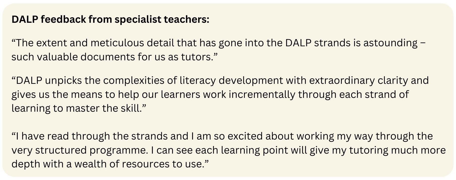 Dyslexia Action Literacy Programme (DALP) for Specialist Teachers